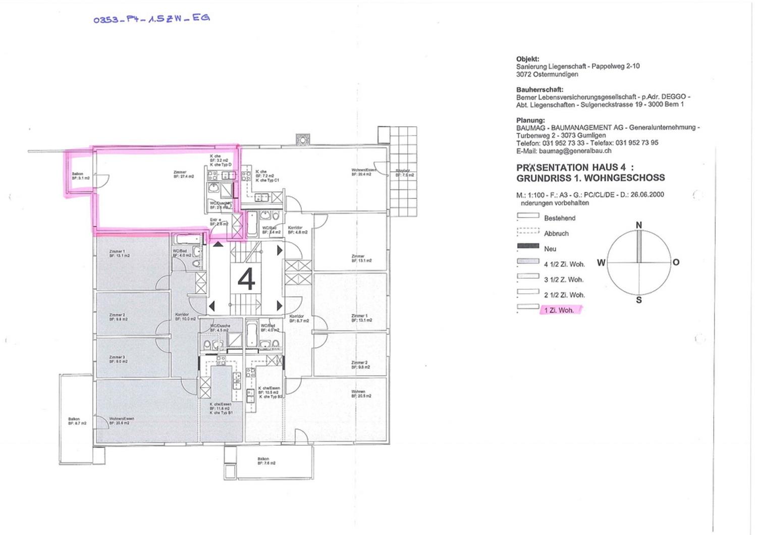 1½ rooms - Apartment - in Pappelweg 4 - for CHF 940 - 35 m²